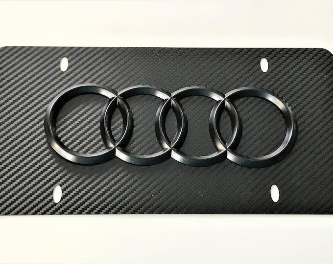 Audi 3D Black Stainless Steel License Plate With Black Caps Included ...