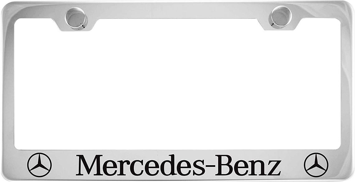 MERCEDES BENZ Chrome Mirror Stainless Steel License Frame With Caps for ...