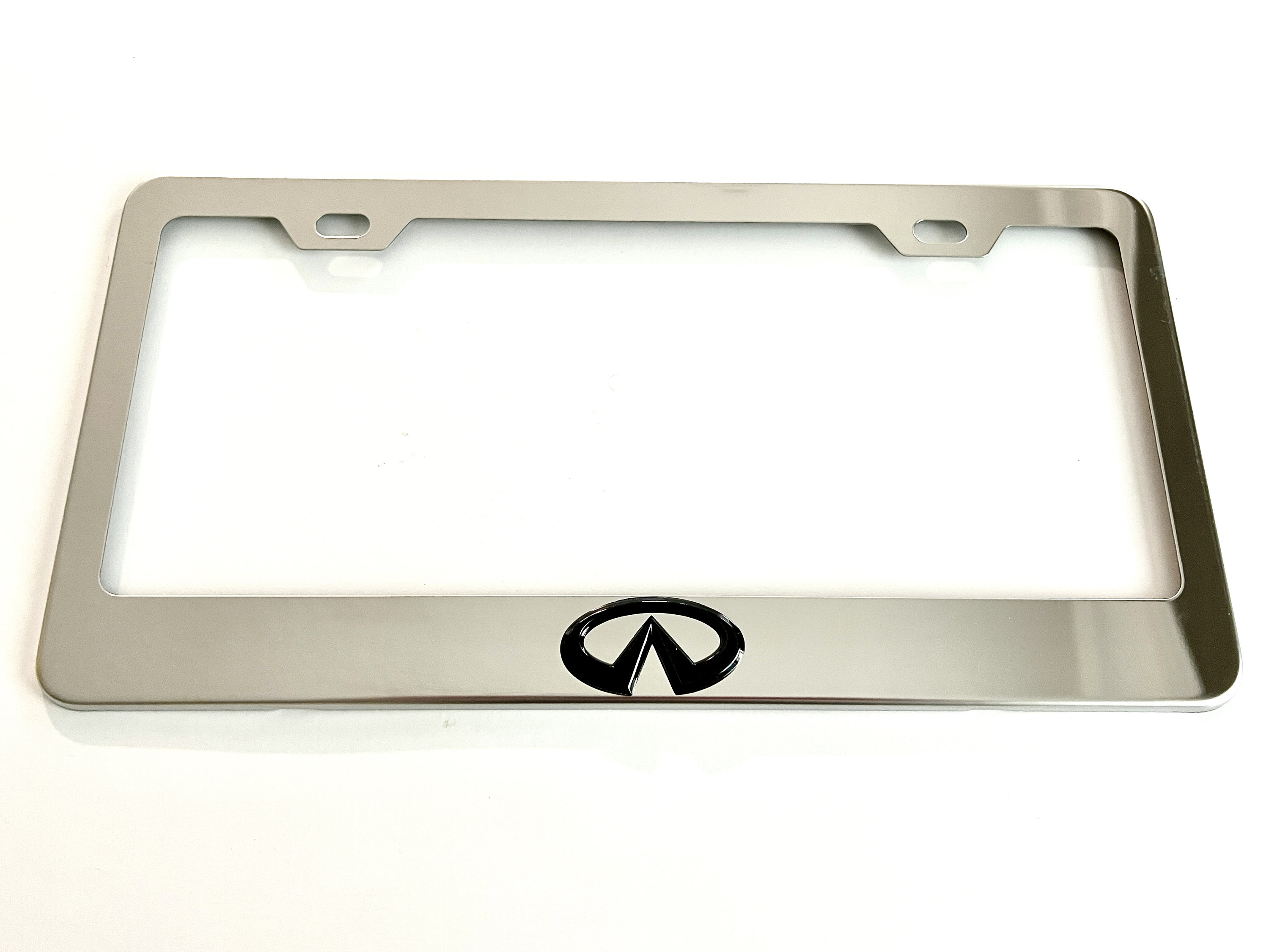 3D Infiniti Mirror Chrome Stainless Steel License Plate Frame With Caps ...
