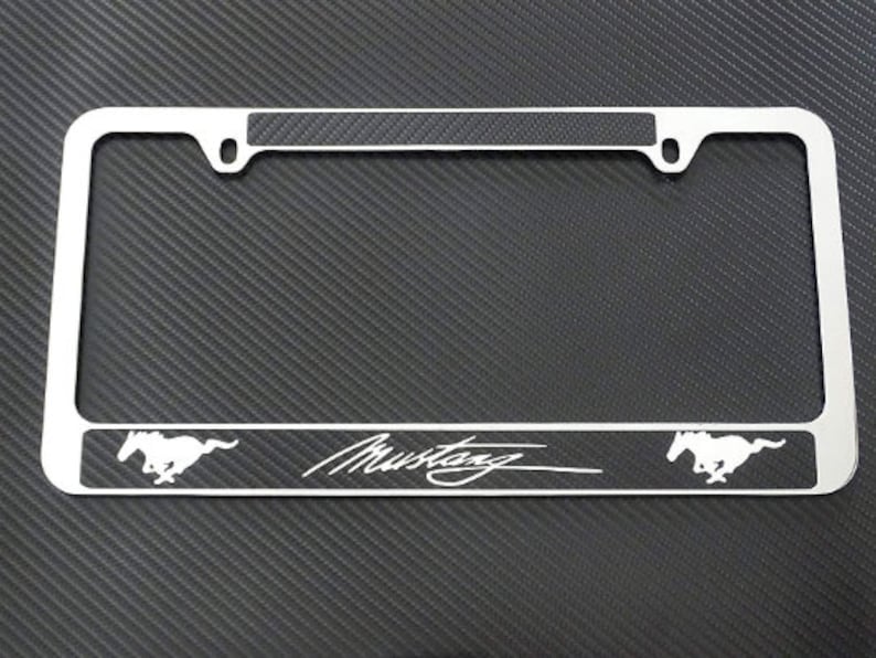 Ford Mustang Chrome Stainless Steel Front License Plate Frame With Caps ...