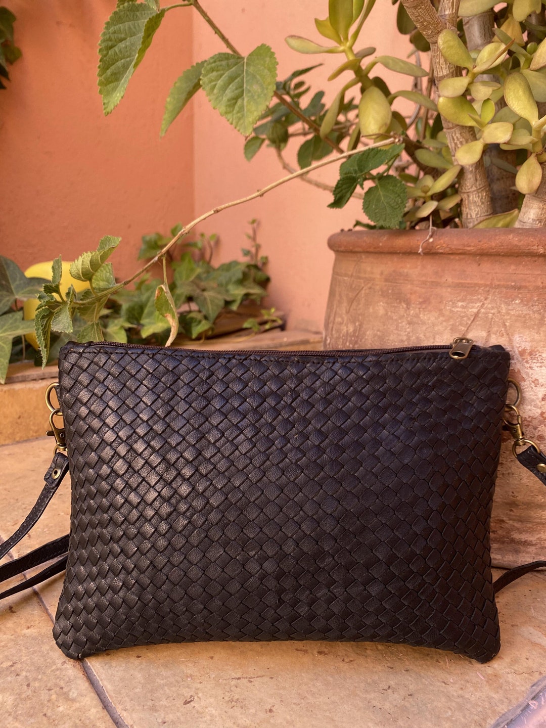 Moroccan Braided Leather Purse , Handcrafted Moroccan Leather Clutch ...
