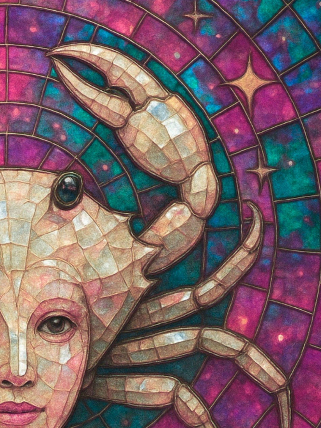 Cancer Zodiac Art Print, Mystical Crab Constellation Poster (digital ...