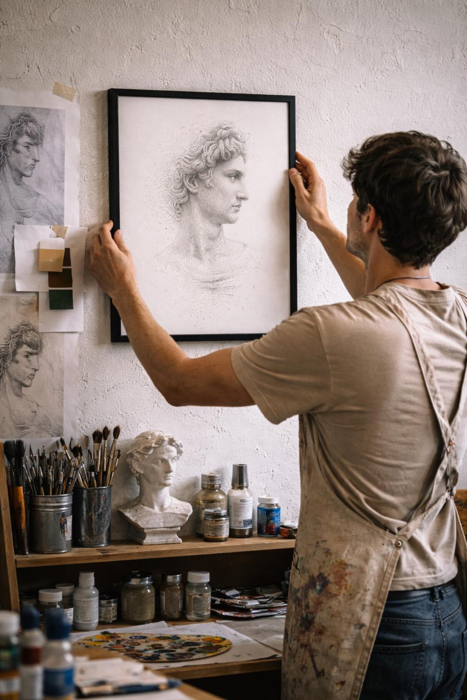 Apollo Belvedere Stippling Art Print – Minimalist Greek Sculpture ...