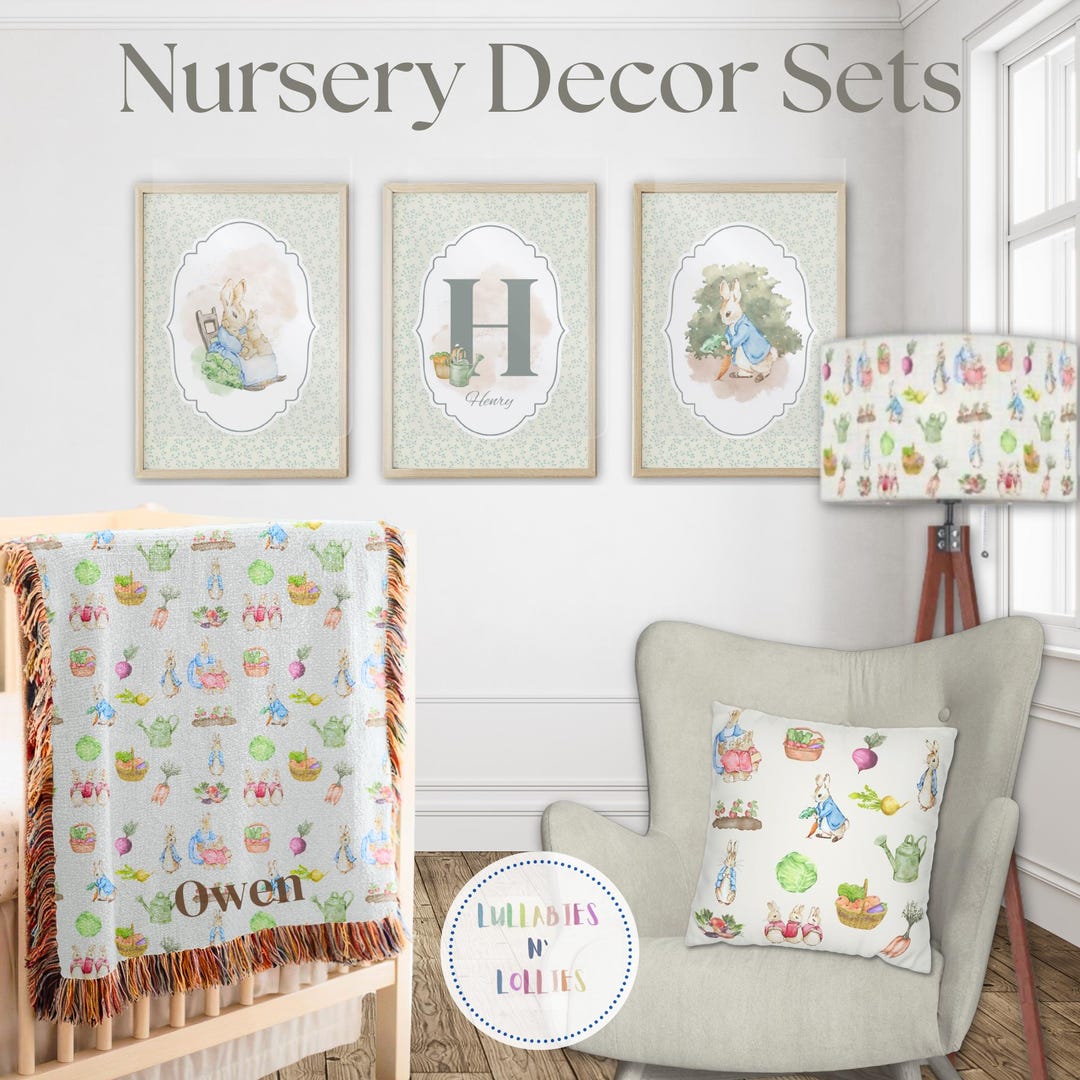 Personalized Peter Rabbit Nursery Decor | Baby Girl or Boy Room Set ...