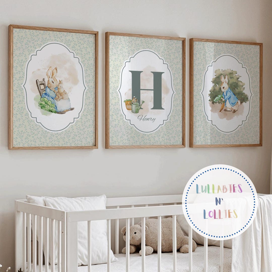 Personalized Peter Rabbit Nursery Wall Art Print – Custom Baby Name ...