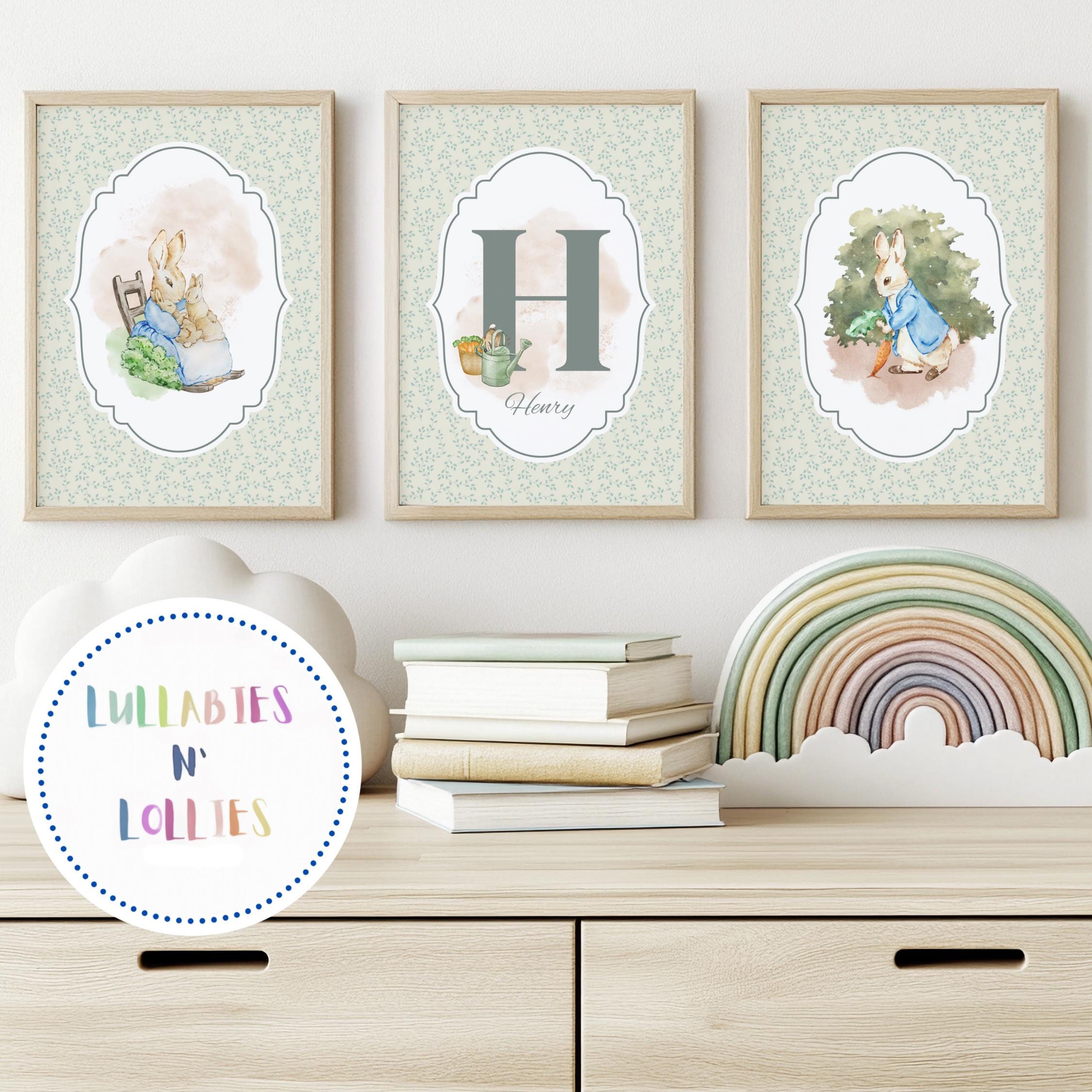 Personalized Peter Rabbit Nursery Wall Art Print – Custom Baby Name ...