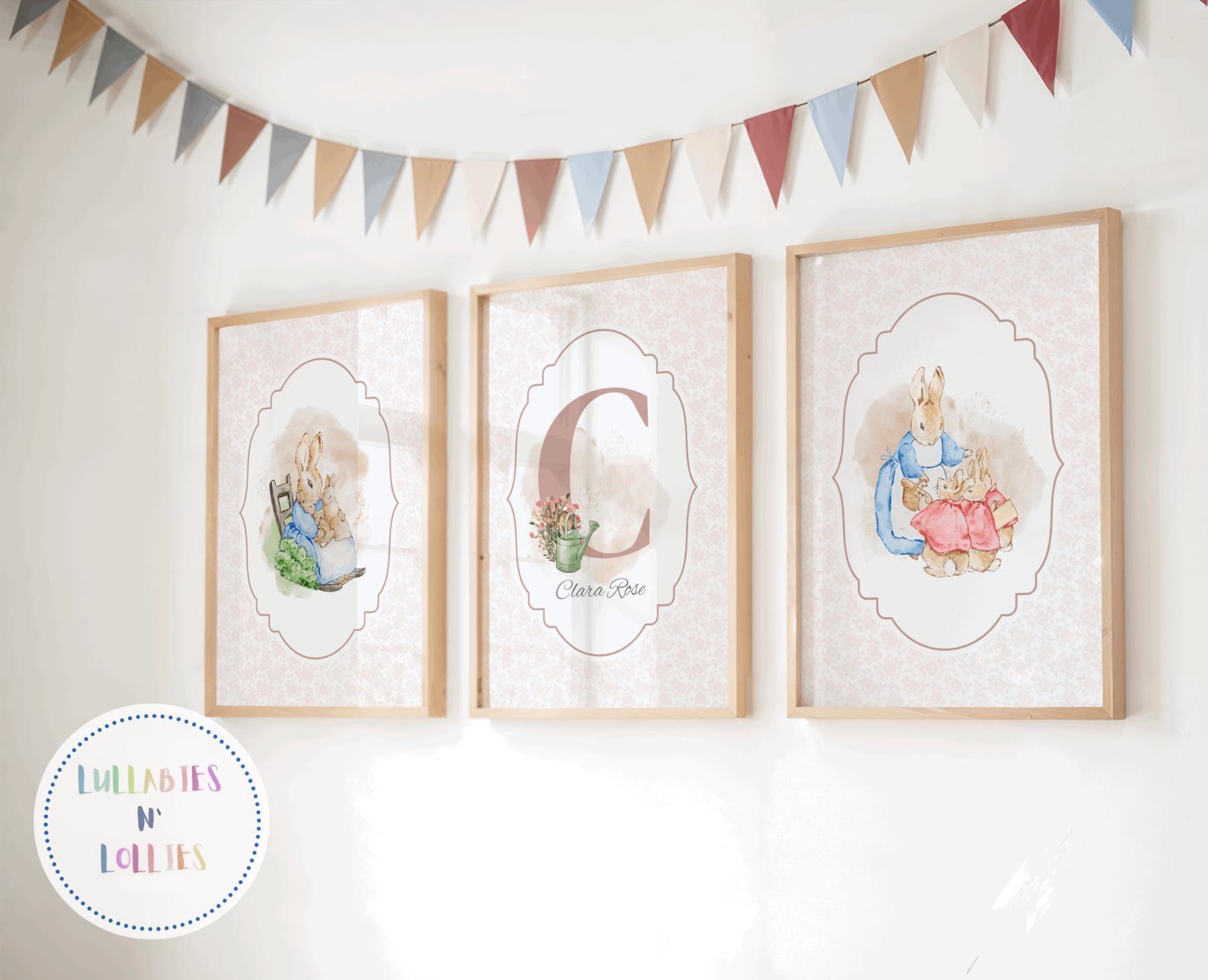 Personalized Peter Rabbit Nursery Wall Art Print – Custom Baby Name ...