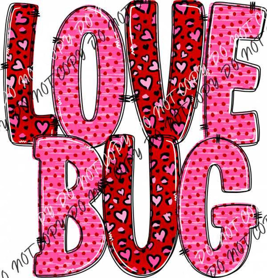 Love Bug Heart Text DTF Transfer - Etsy