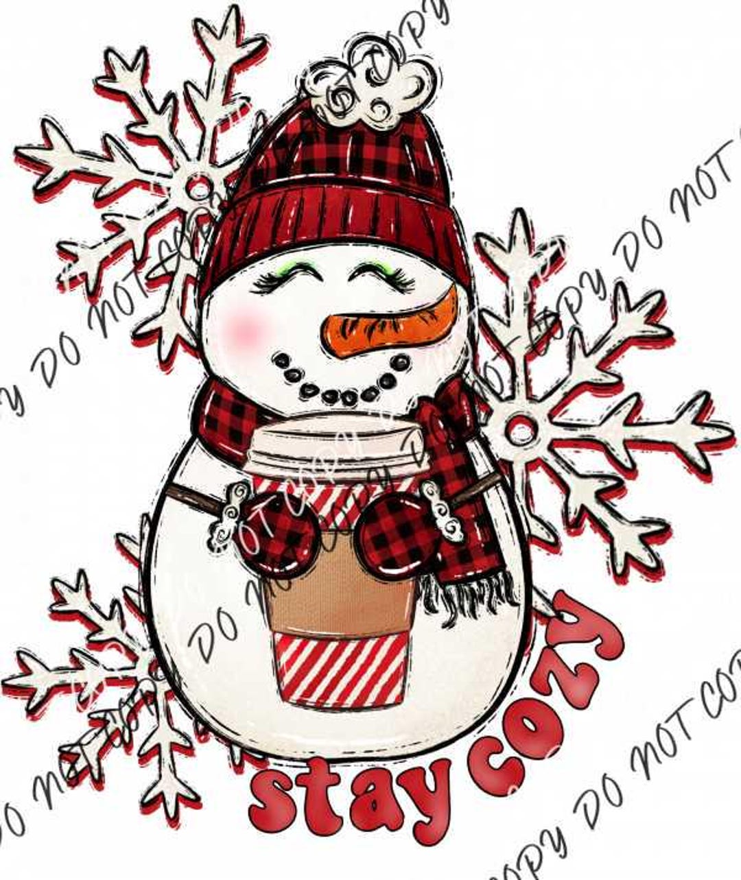Stay Cozy Snowman With Drink DTF Transfer - Etsy