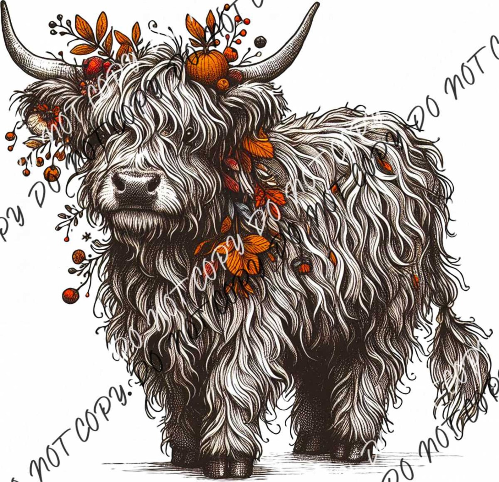 Fall Shaggy Cow DTF Transfer - Etsy