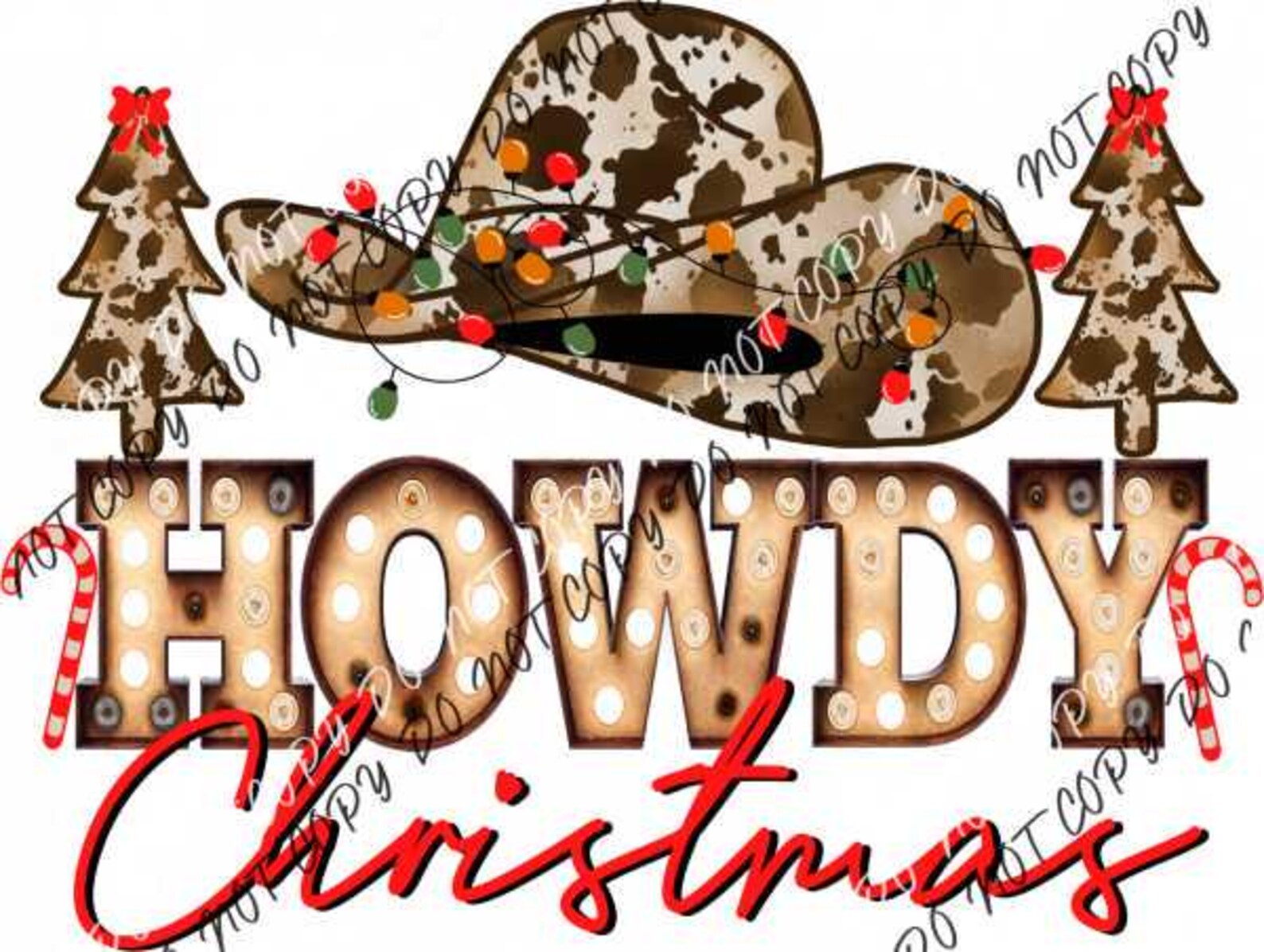 Howdy Christmas Cowboy Hat DTF Transfer - Etsy