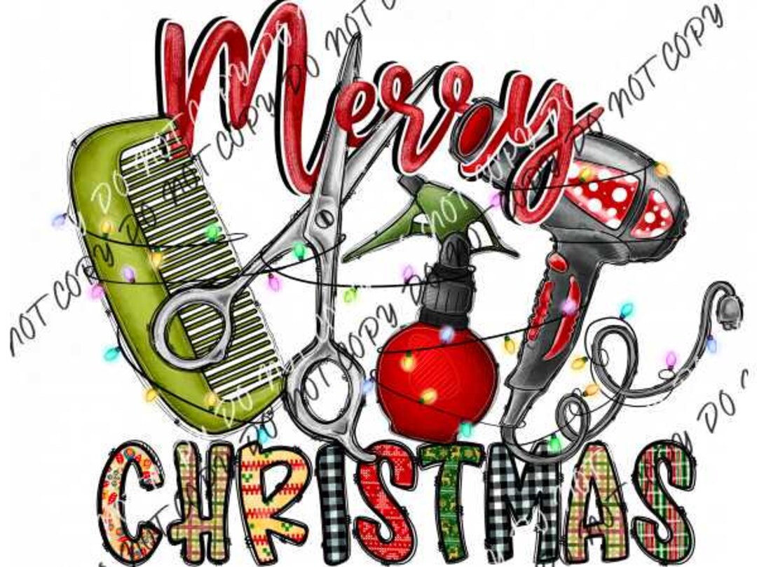 Merry Christmas Hair Stylist Tools DTF Transfer - Etsy