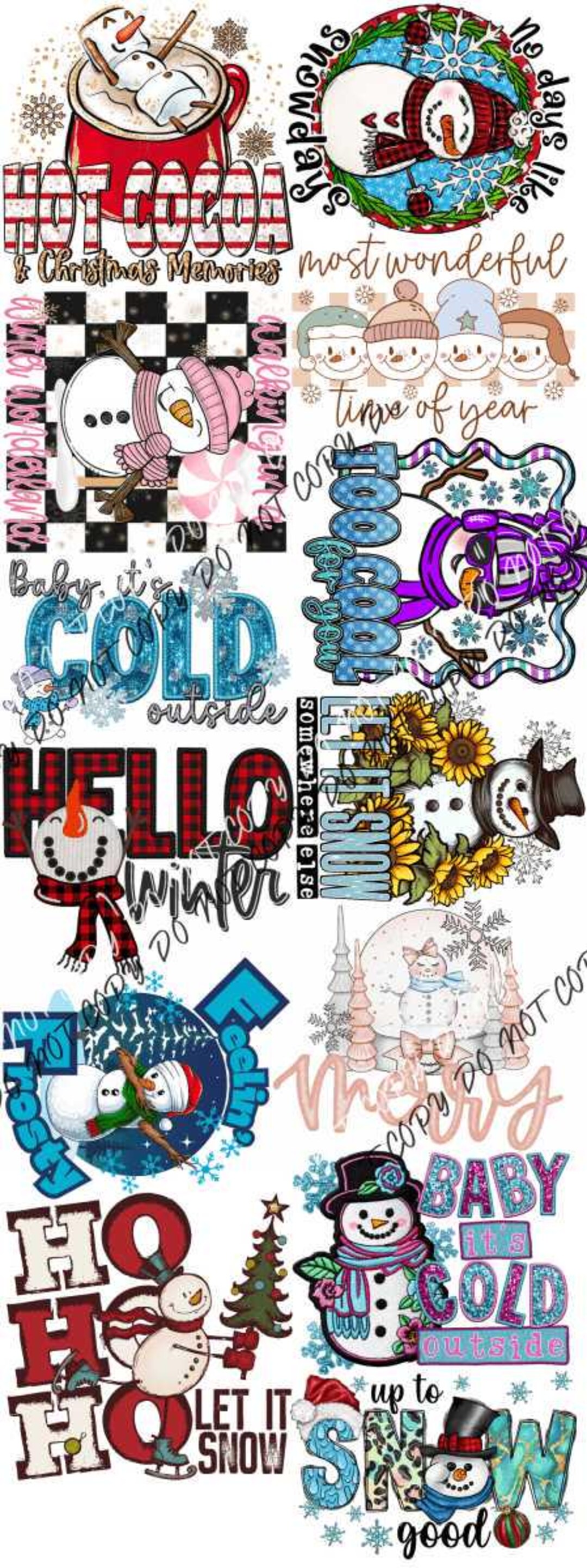 Snowman Premade Bundle 60" Gang Sheet - Etsy