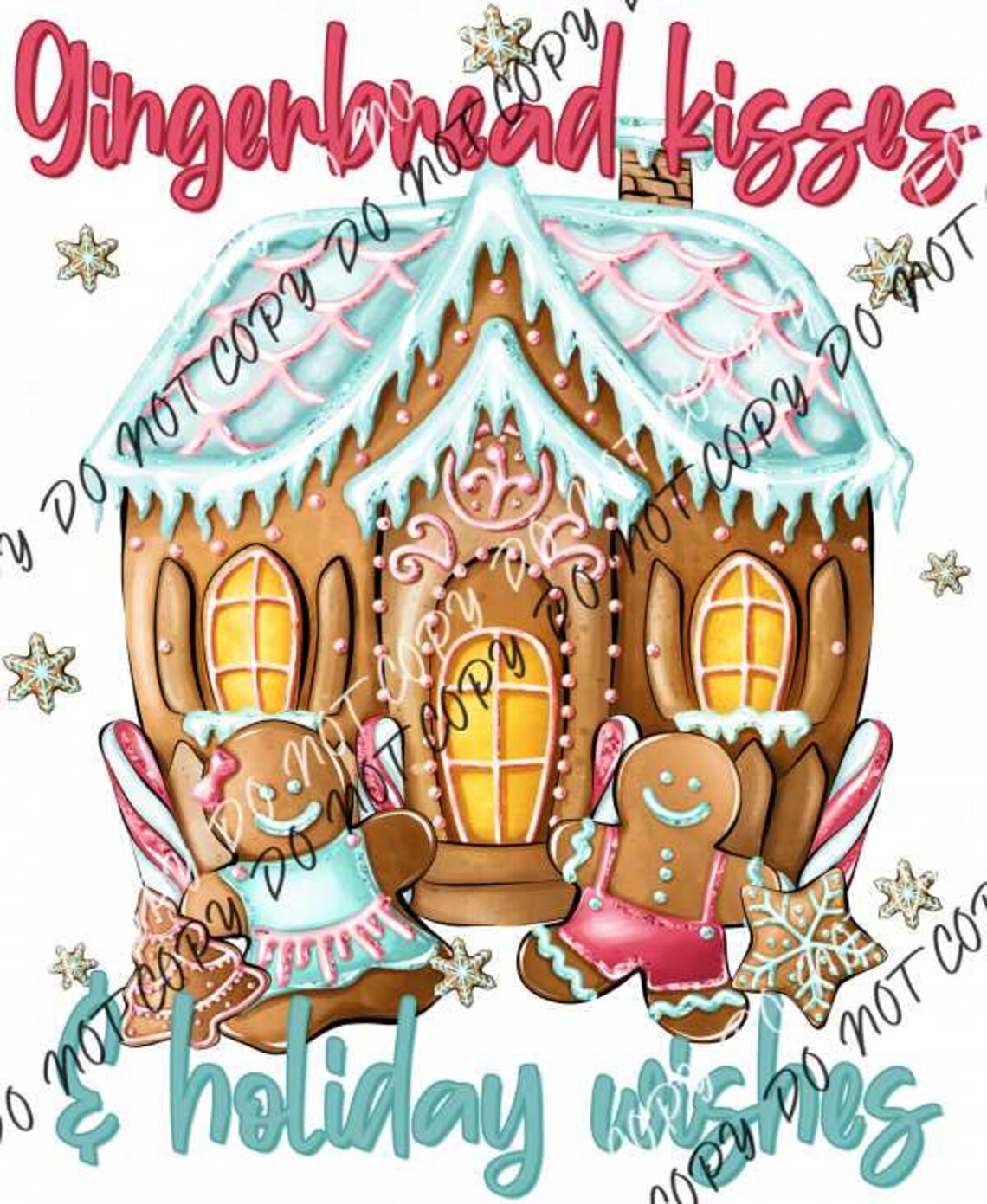 Gingerbread Wishes and Holiday Kisses DTF Transfer - Etsy