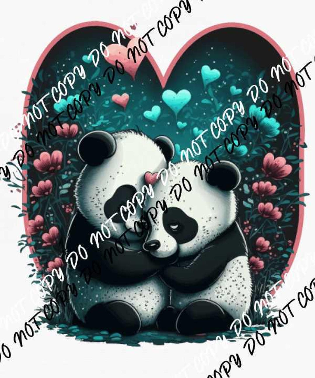 Panda Hugging With Hearts DTF Transfer - Etsy