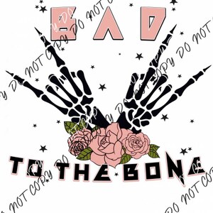 Bad to the Bone Skeleton Hands With Flowers DTF Transfer - Etsy