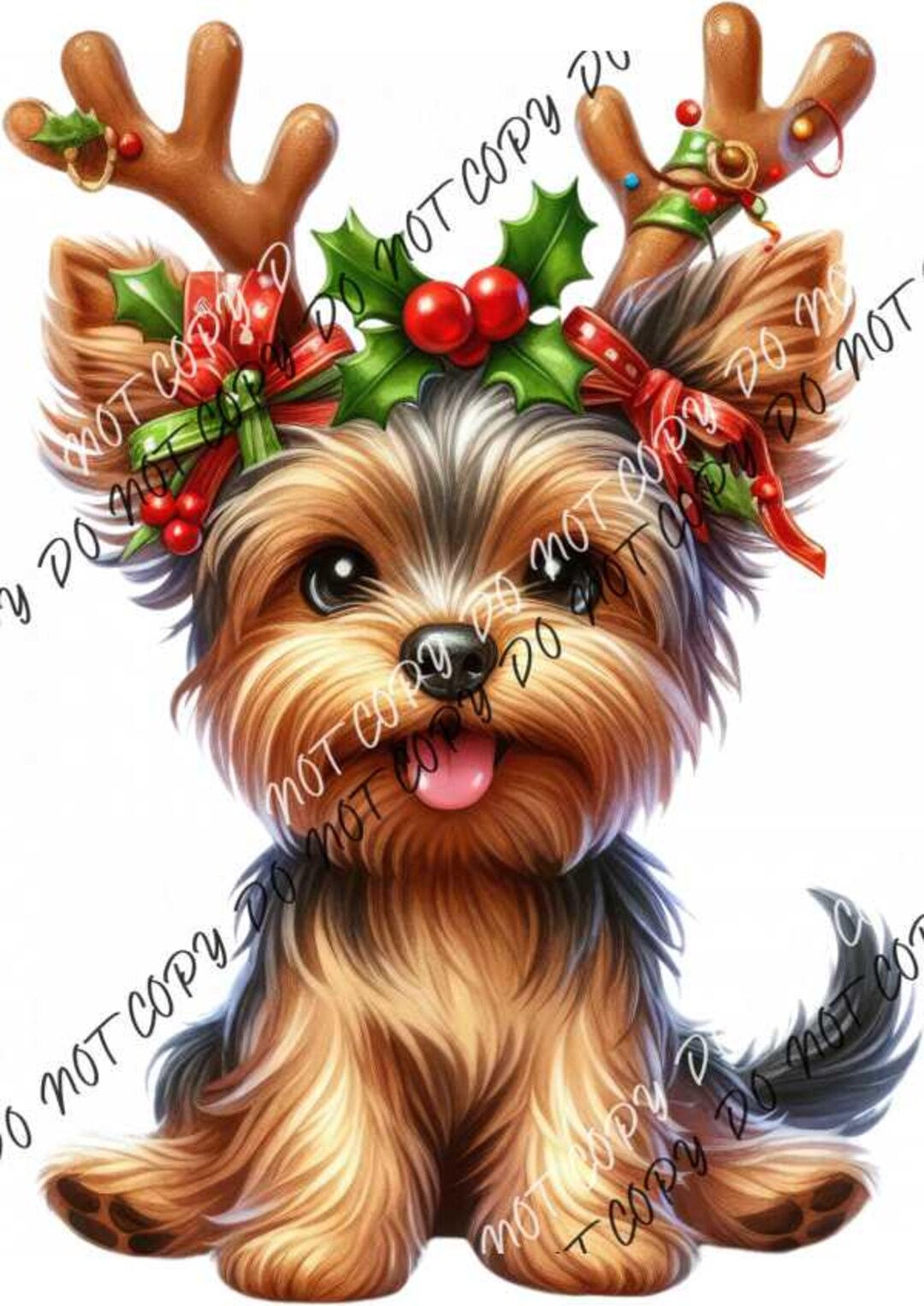 Christmas Pup With Antlers DTF Transfer - Etsy