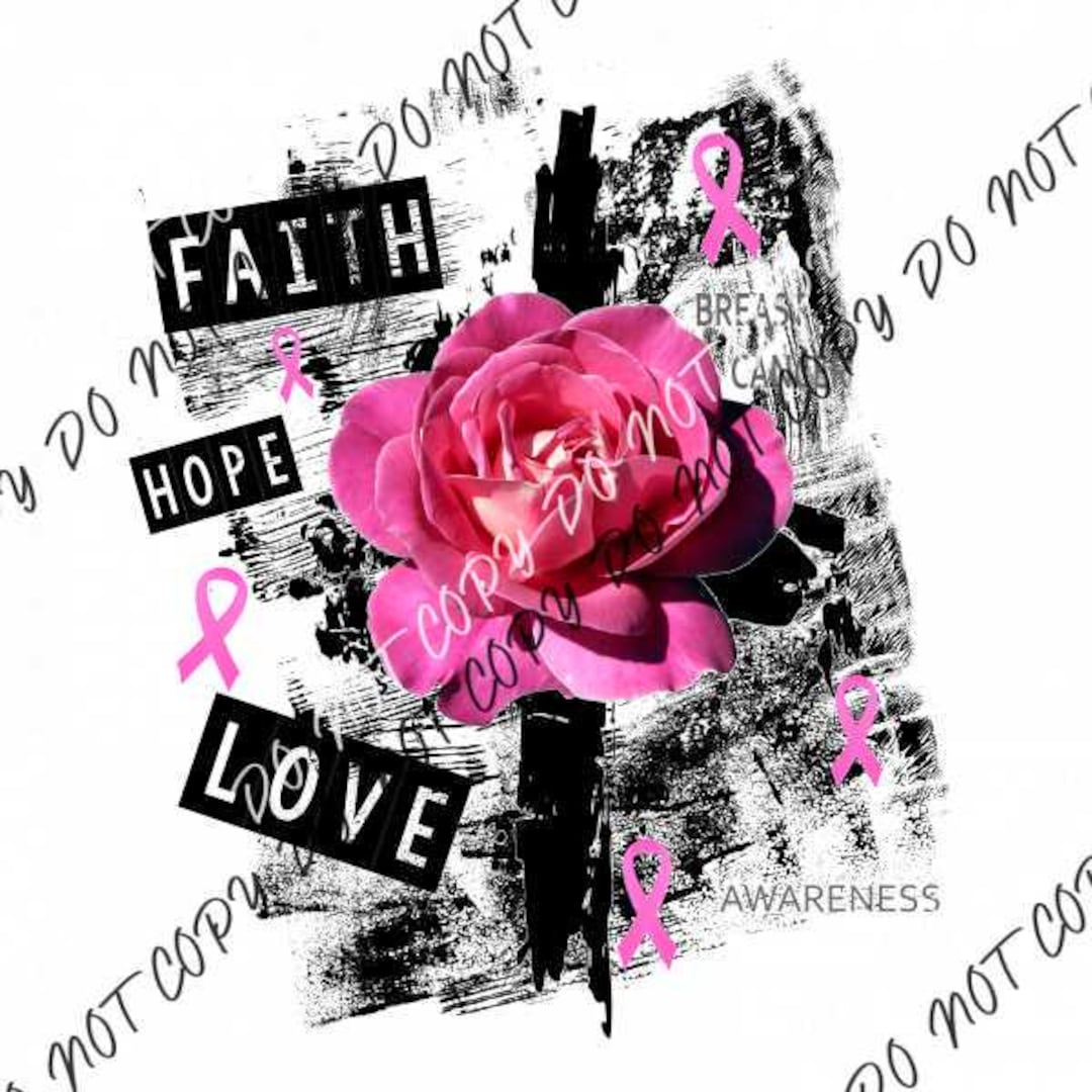 Grunge Rose Breast Cancer Awareness DTF Transfer - Etsy