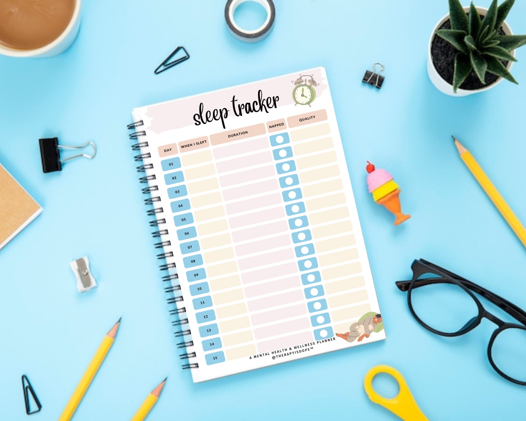 Sleep Tracker Printable Wellness Planner Monthly Sleep Log Sleep ...