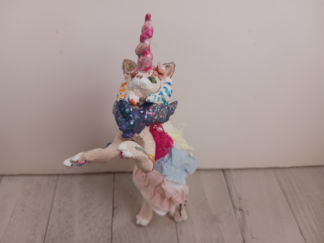 Rainbow Ceramic Sugar Lynx Cat Figure - Etsy
