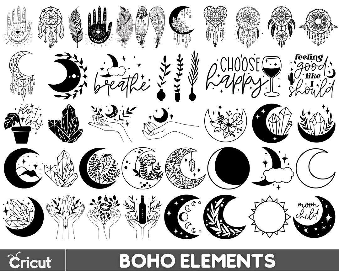 Boho Svg Bundle Boho Style Clipart Boho Feather Svg Boho - Etsy Canada