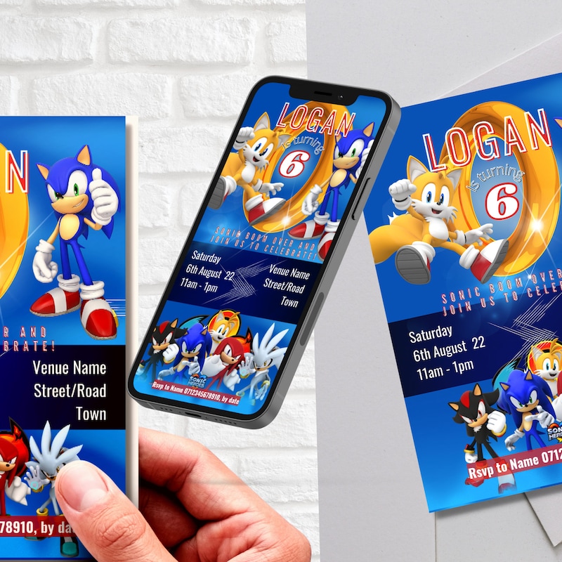 Personalized Sonic Birthday Invitations - Etsy