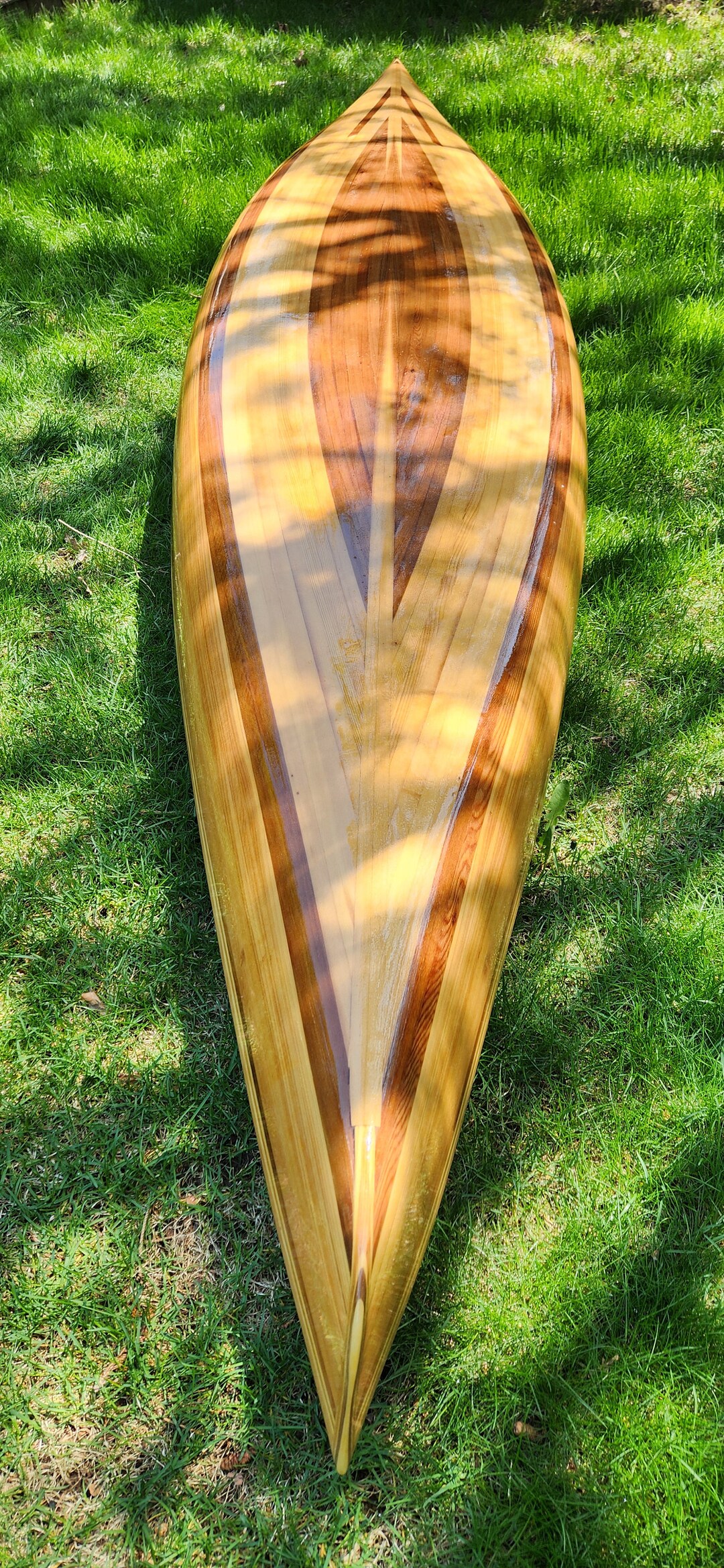 CEDAR STRIP KAYAK 32lb Fiberglass Over Cedar & Walnut Trim Handcrafted ...