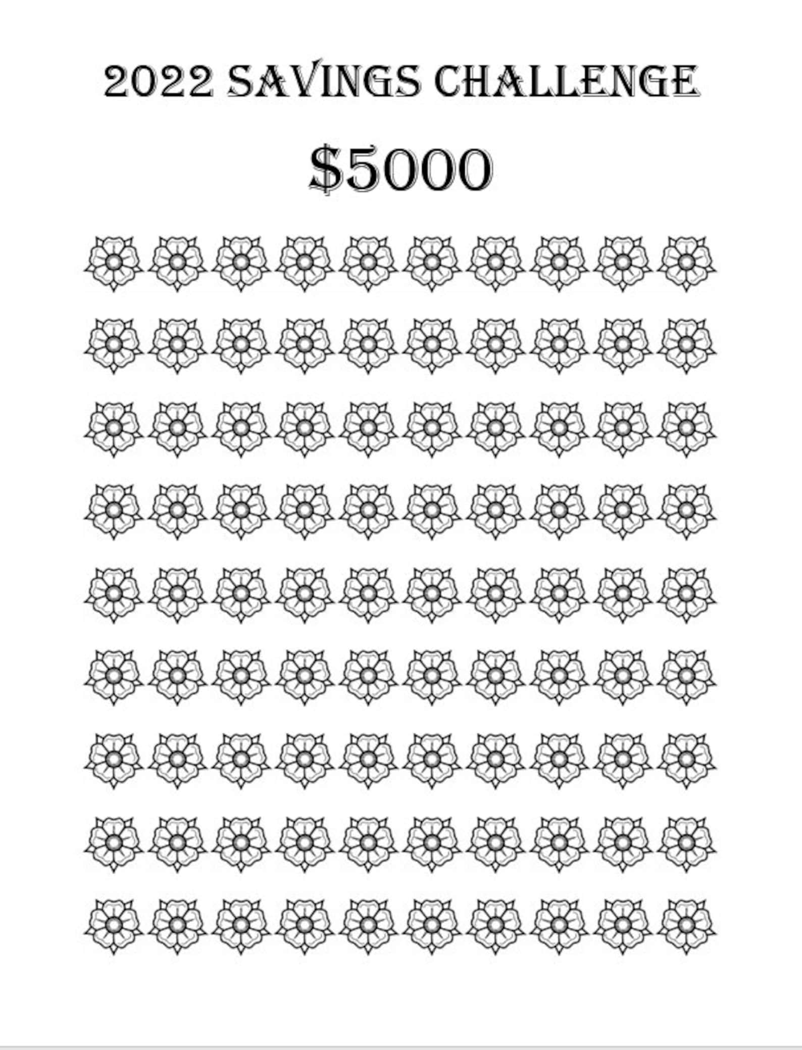 5000 Flower Savings Tracker | Etsy