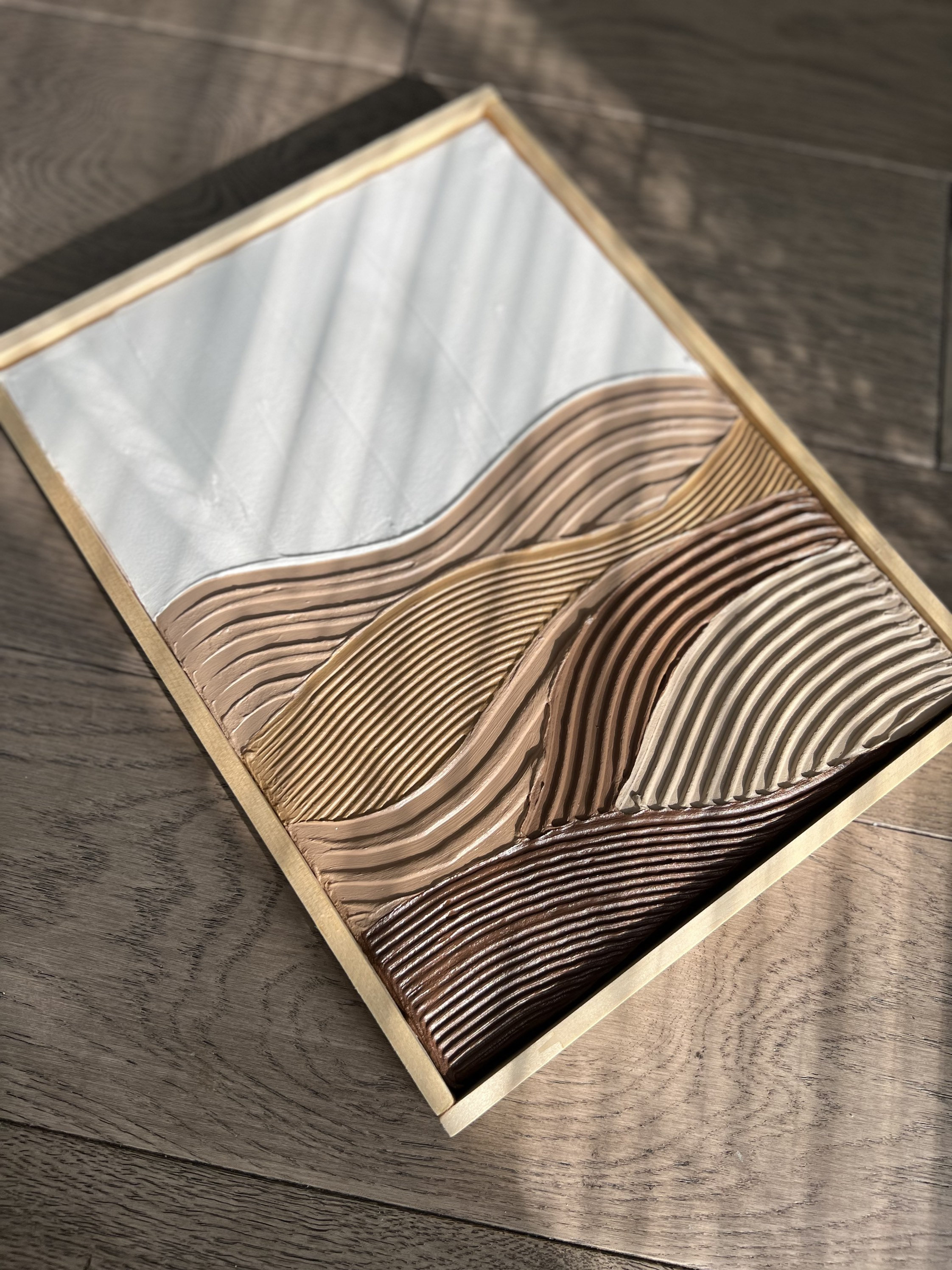 Texture Wall Art Painting - Earthy Texture Waves - Framed Textured ...