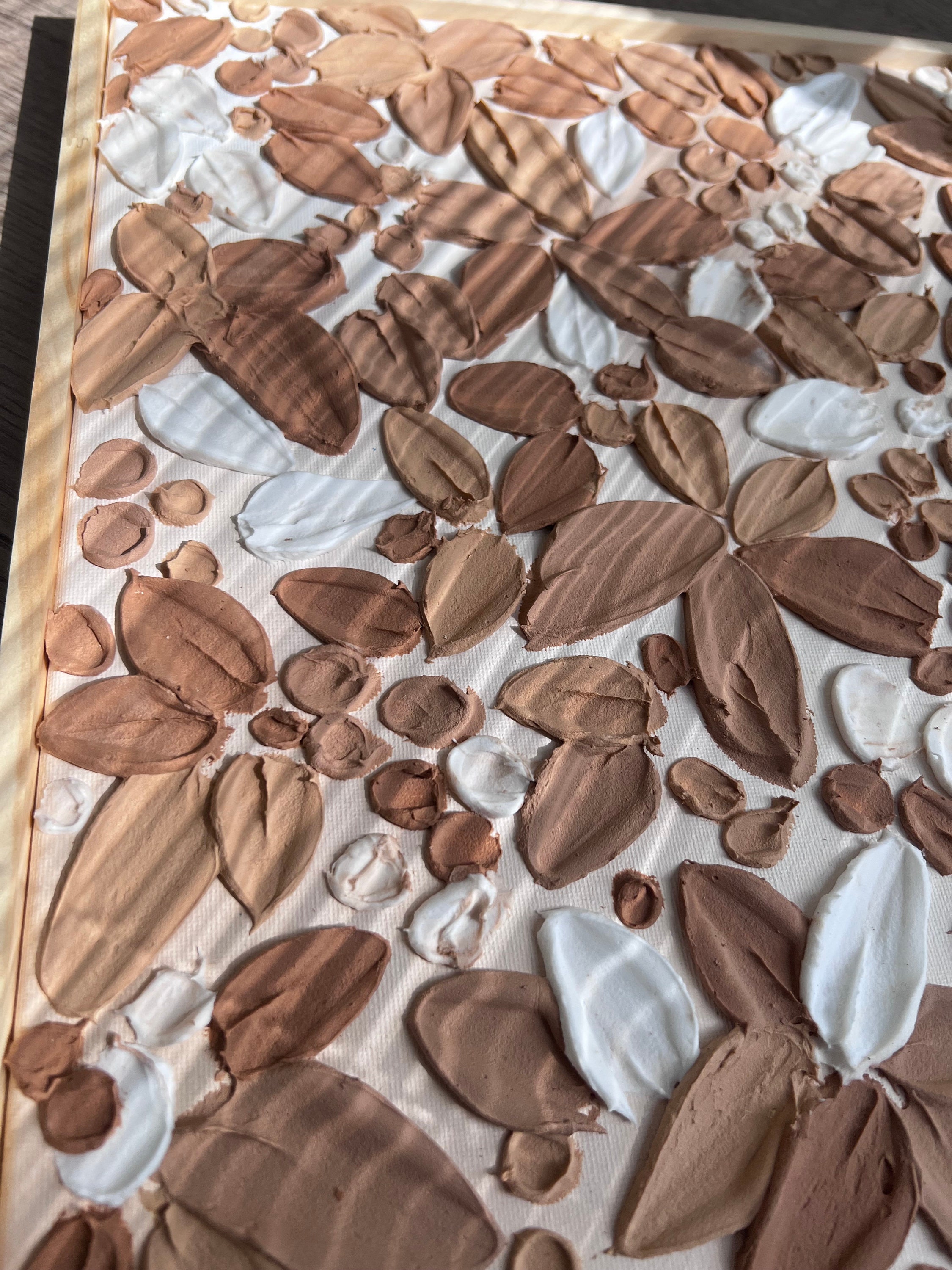 Boho Tones Flower Texture Painting, Textured Framed Art, Earthy Tones ...