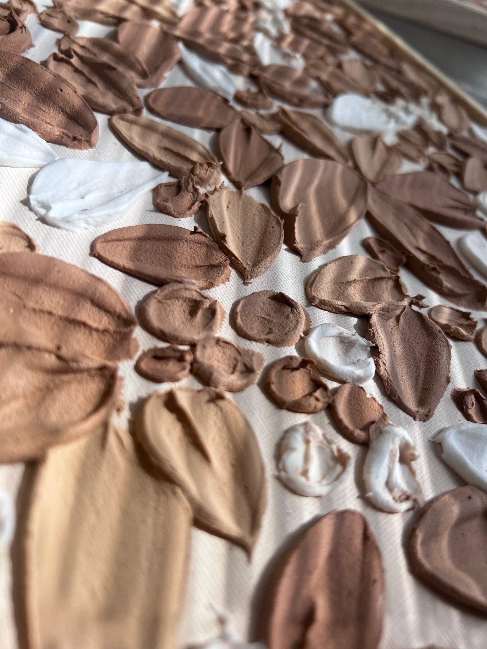 Boho Tones Flower Texture Painting, Textured Framed Art, Earthy Tones ...