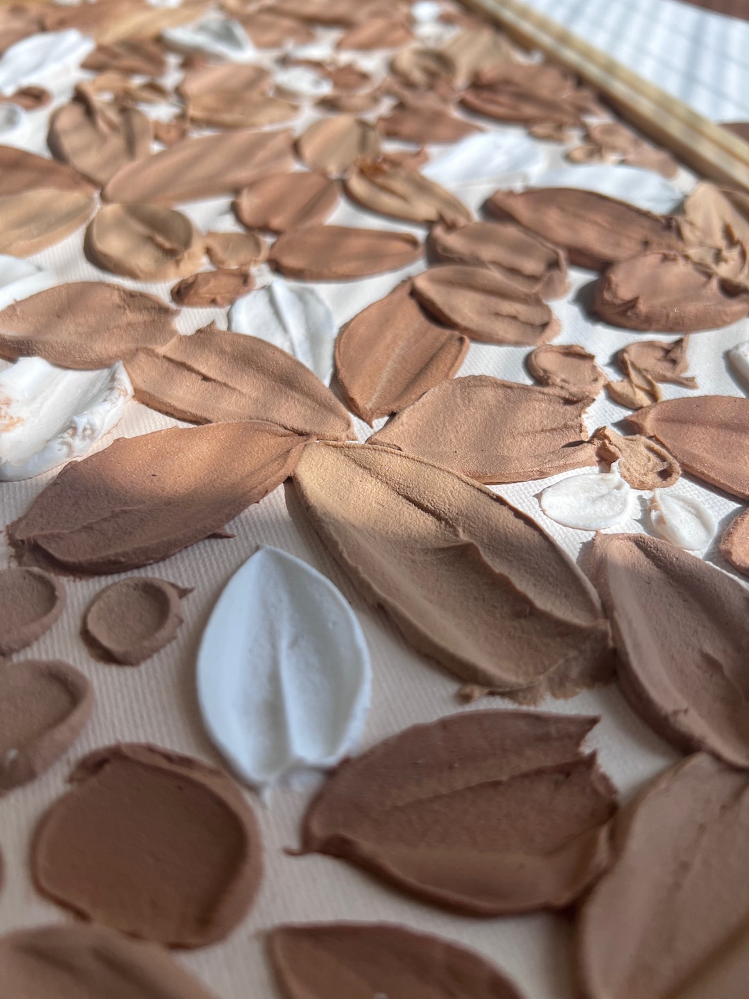 Boho Tones Flower Texture Painting, Textured Framed Art, Earthy Tones ...