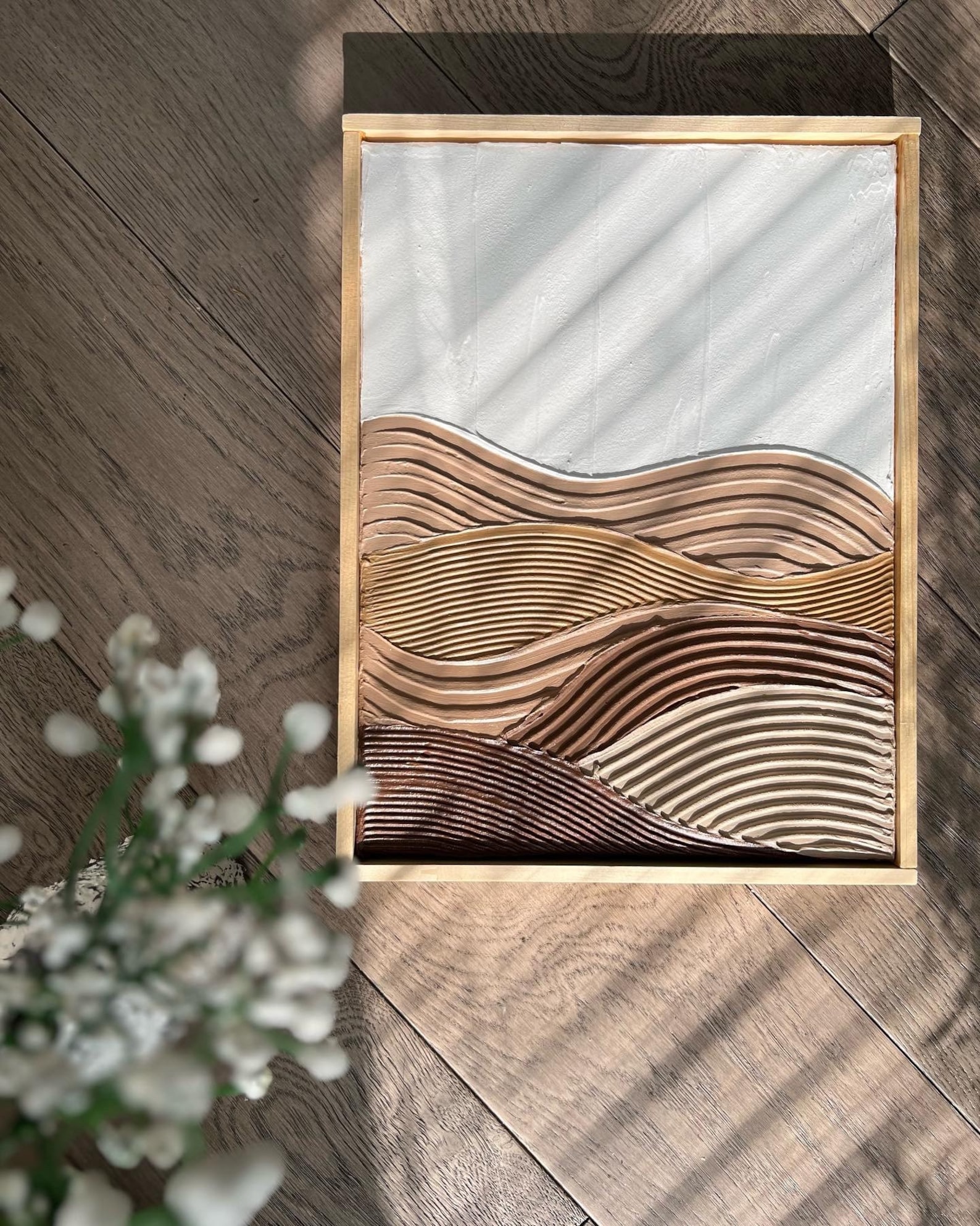 Texture Wall Art Painting - Earthy Texture Waves - Framed Textured ...