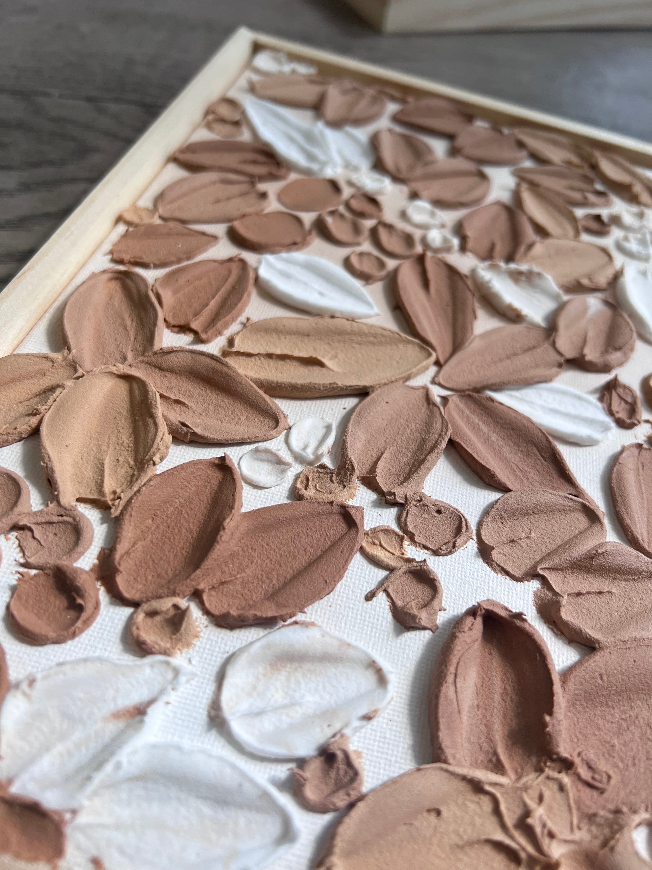 Boho Tones Flower Texture Painting, Textured Framed Art, Earthy Tones ...