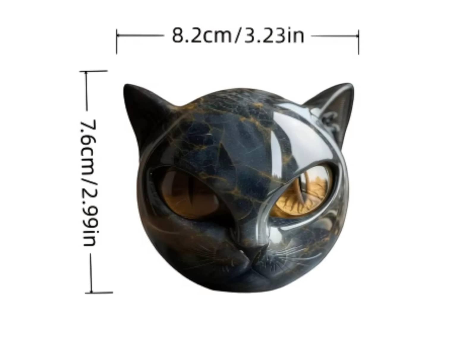 Glossy Resin Cat Head Statue: Marble Texture, Golden Eyes - Etsy