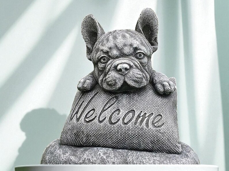 French Bulldog Welcome Statue, Lifelike Resin Garden Decor - Etsy Australia
