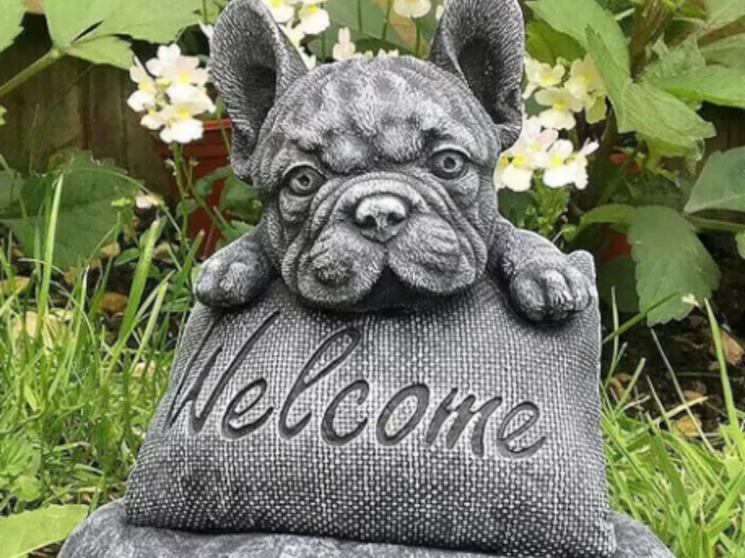 French Bulldog Welcome Statue, Lifelike Resin Garden Decor - Etsy Australia