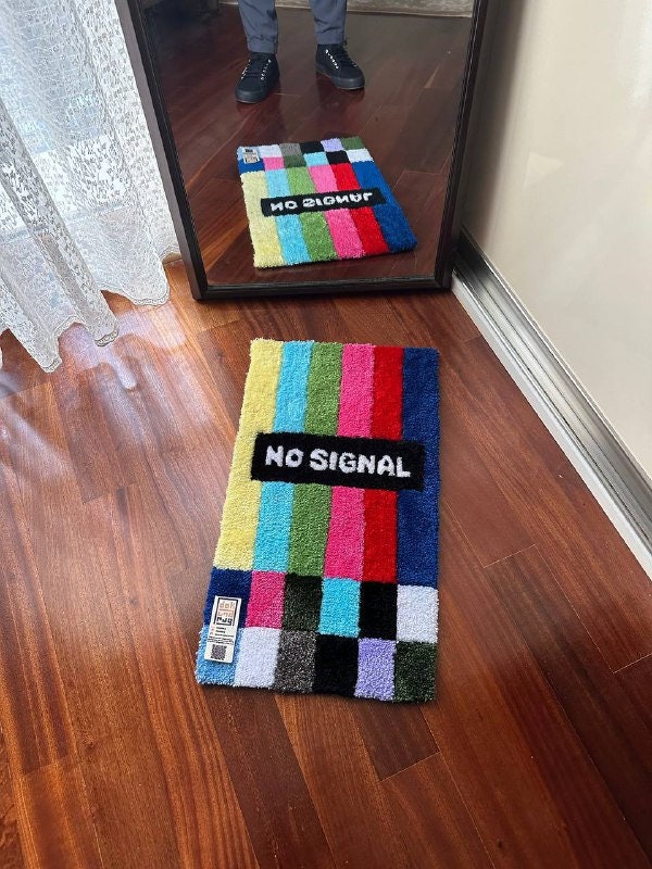 NO SIGNAL RUG / Colorful Handmade Rug, No Signal Tufted Rug, Television ...
