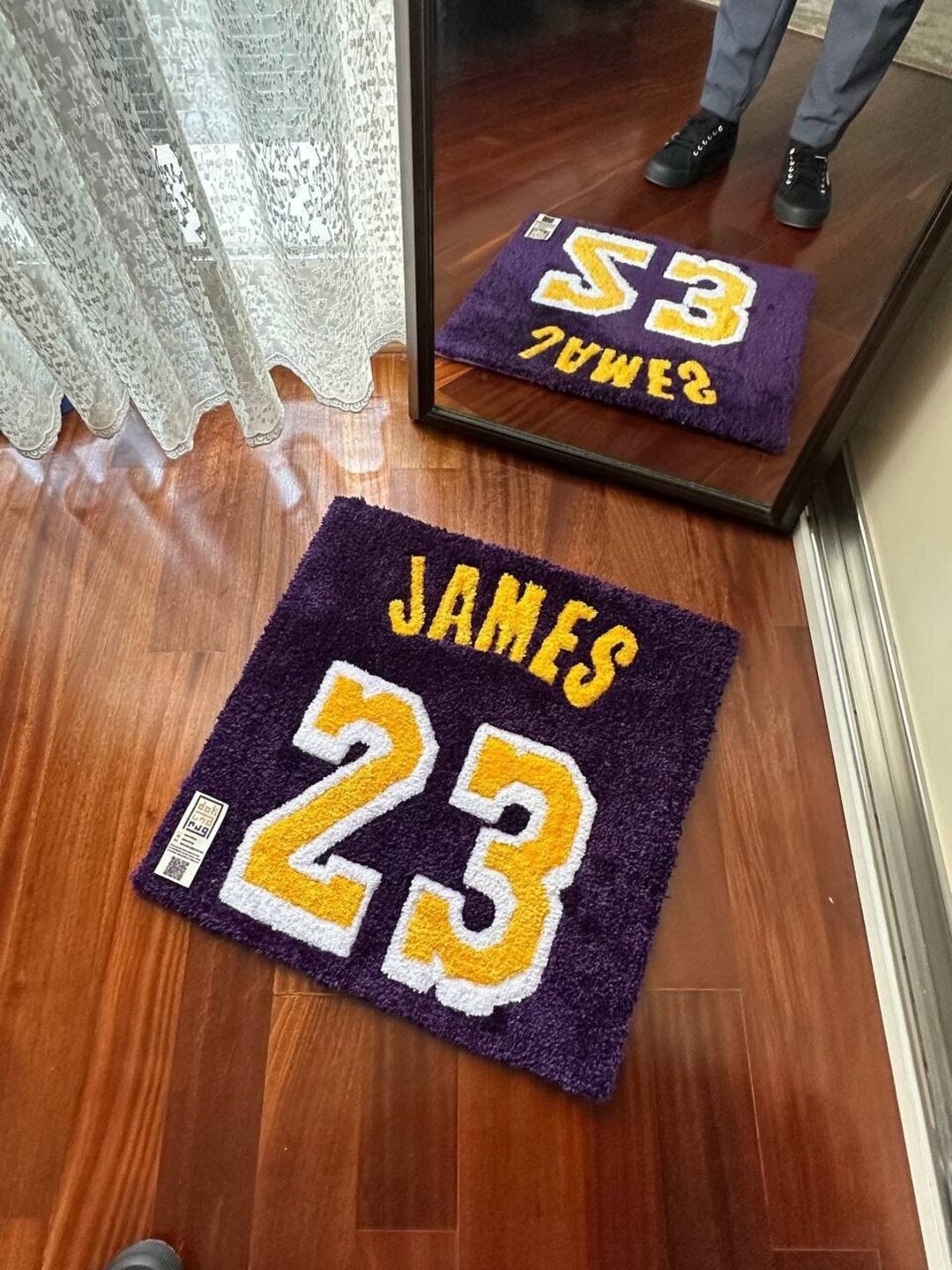 JAMES 23 Jersey Rug / Lakers Tufted Rug, Handmade Basketball Rectangle ...