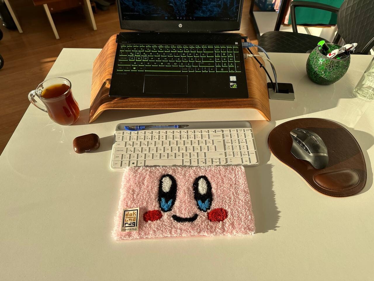 Kirby Keyboard Rug, Game Character Rug, Handmade Study Desk Rug, Tufted ...