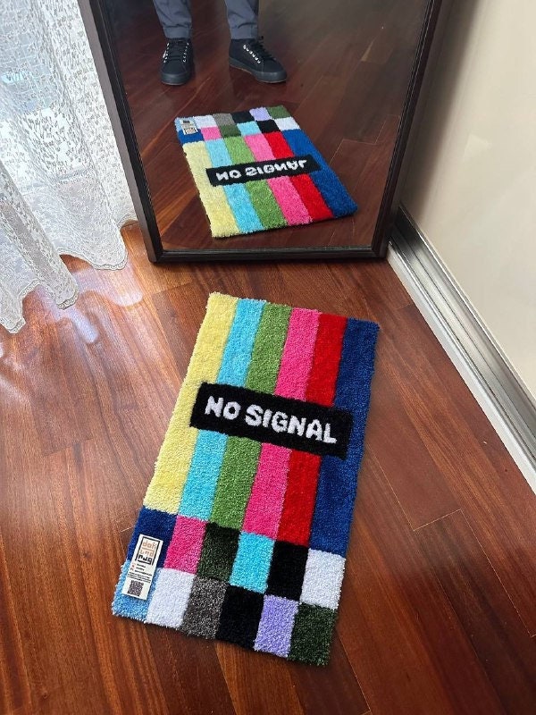 NO SIGNAL RUG / Colorful Handmade Rug, No Signal Tufted Rug, Television ...