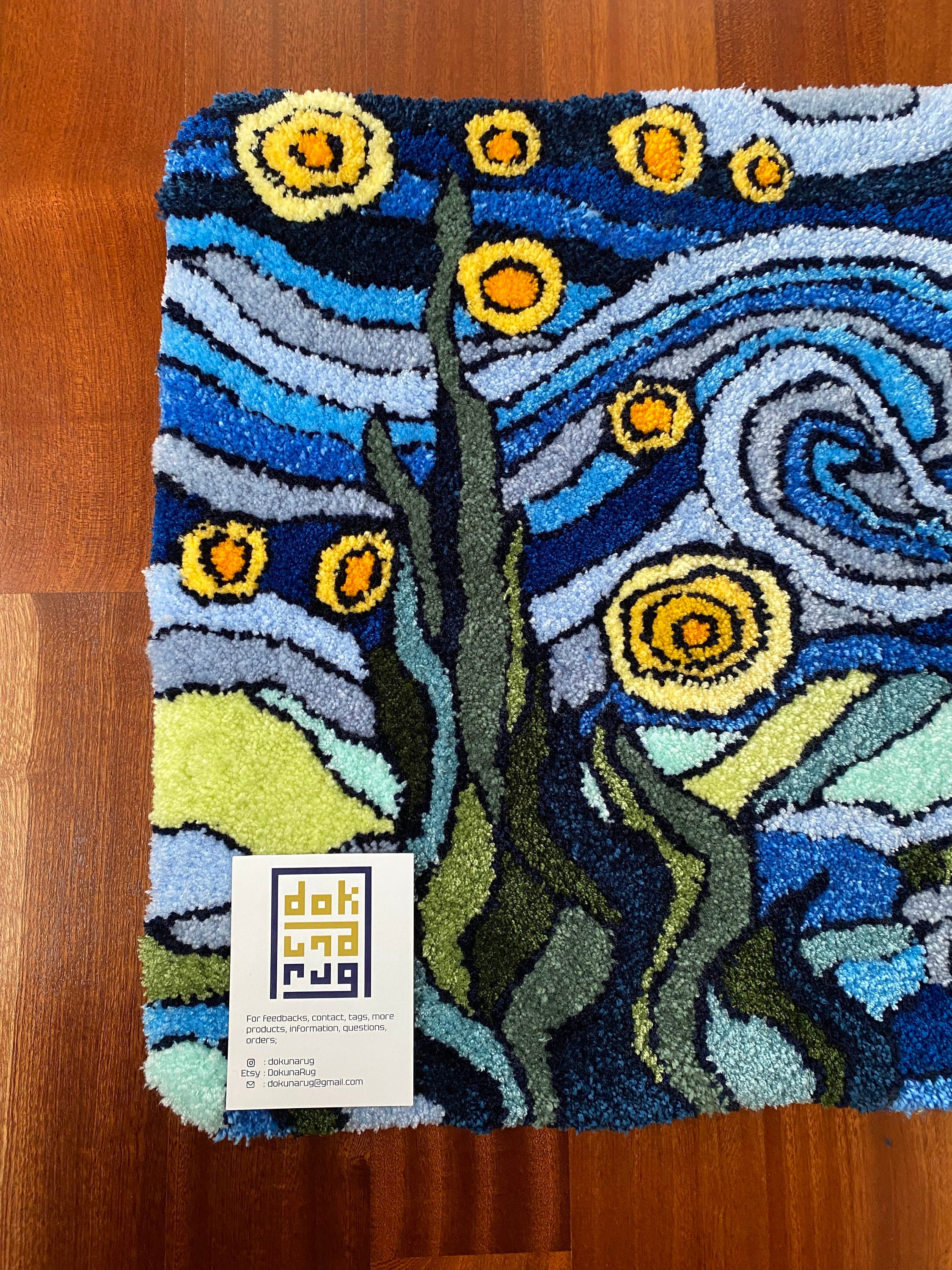 STARRY NIGHT RUG / Painting Tufted Rug, Van Gogh Rug, Handmade Rug ...