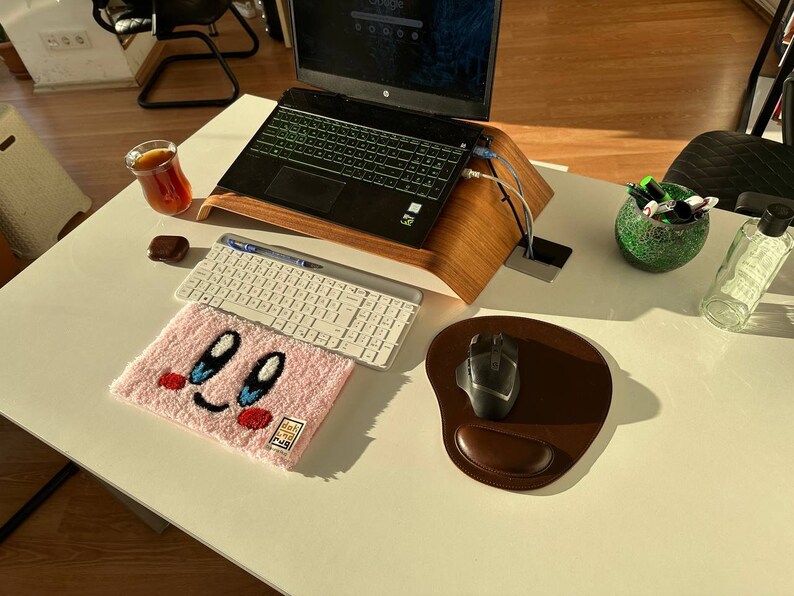 Kirby Keyboard Rug, Game Character Rug, Handmade Study Desk Rug, Tufted ...