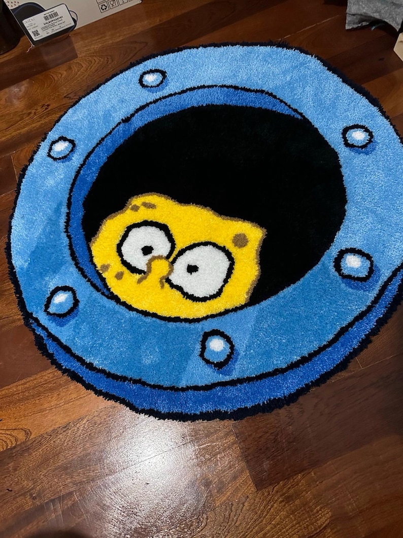 SPONGEBOB RUG Handmade Tufted Cartoon Rug Home Decor Circle Soft Item ...