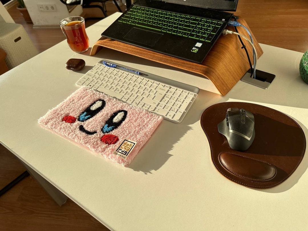 Kirby Keyboard Rug, Game Character Rug, Handmade Study Desk Rug, Tufted ...