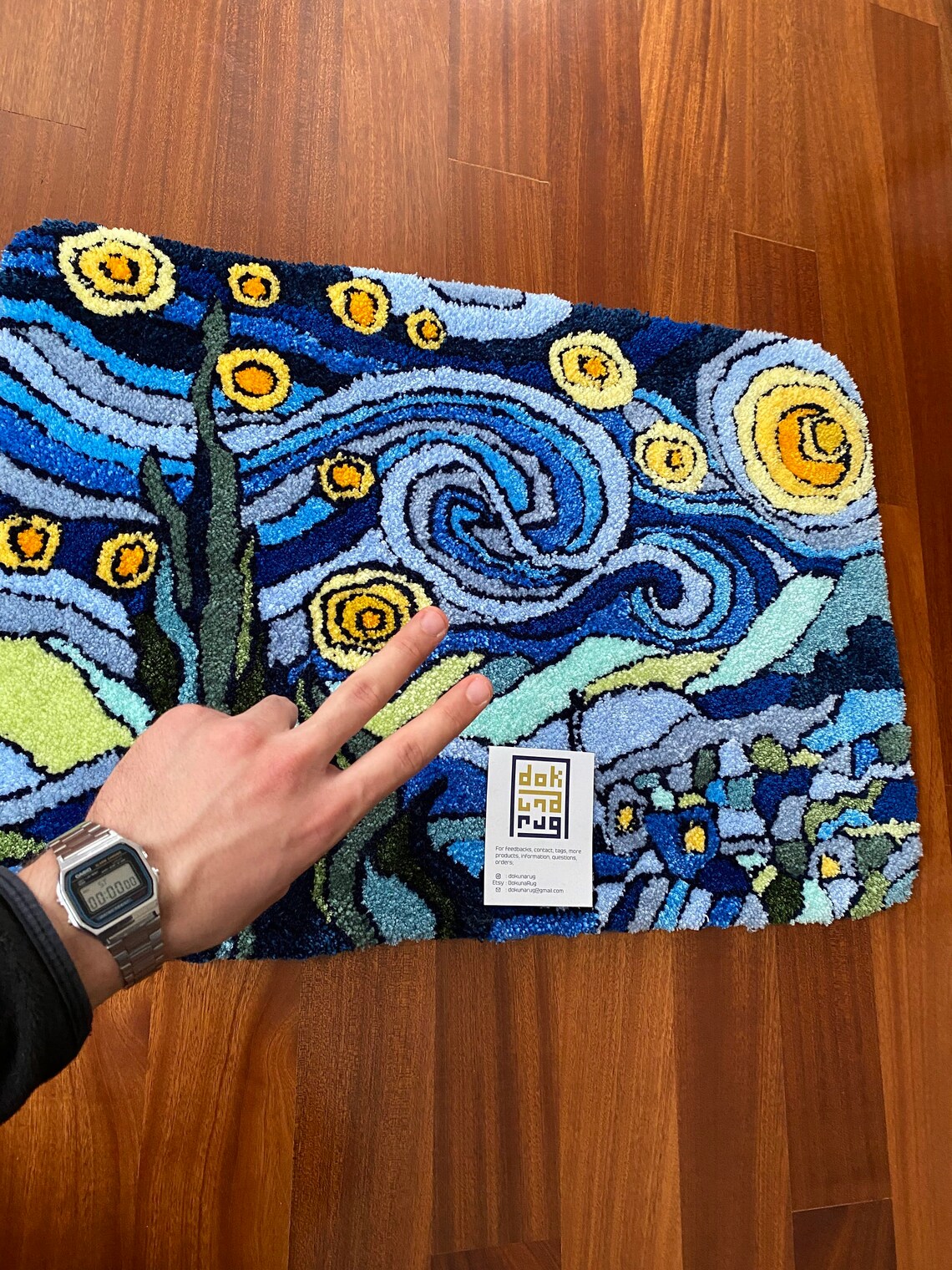 STARRY NIGHT RUG / Painting Tufted Rug, Van Gogh Rug, Handmade Rug ...
