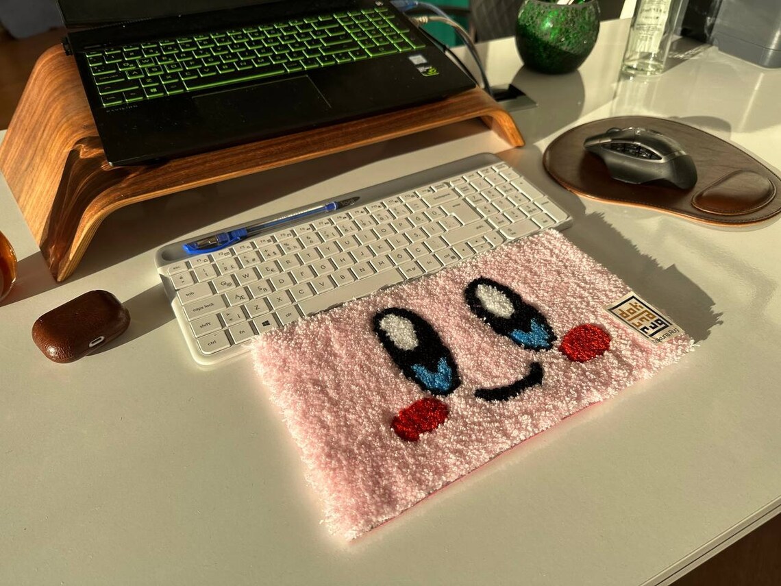 Kirby Keyboard Rug Game Character Rug Handmade Study Desk - Etsy