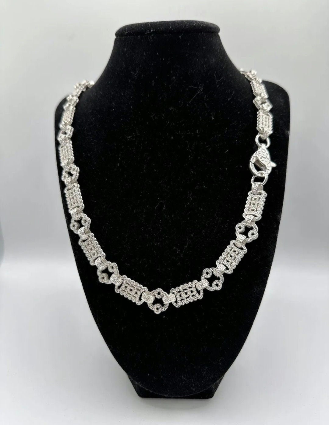 925 Sterling Silver Men's Stars and Bars Chain. 10mm Heavy Chain ...