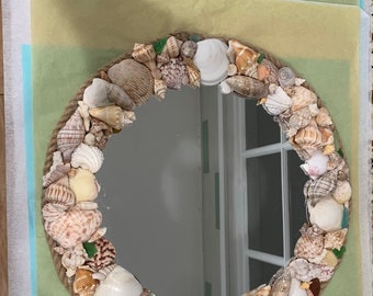 Coastal Round 14 Handmade Seashell Mirror - Etsy