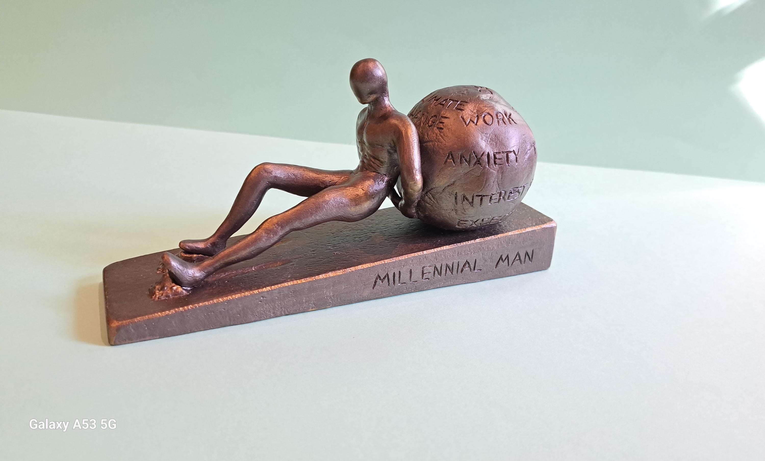 Millennial Man, Bronze Statue Motivational Figurine. Wellbeing Gift. - Etsy